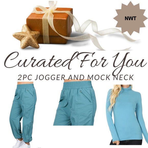Boutique | Pants & Jumpsuits | Nylon Cargo Pants And Mock Neck Set ...